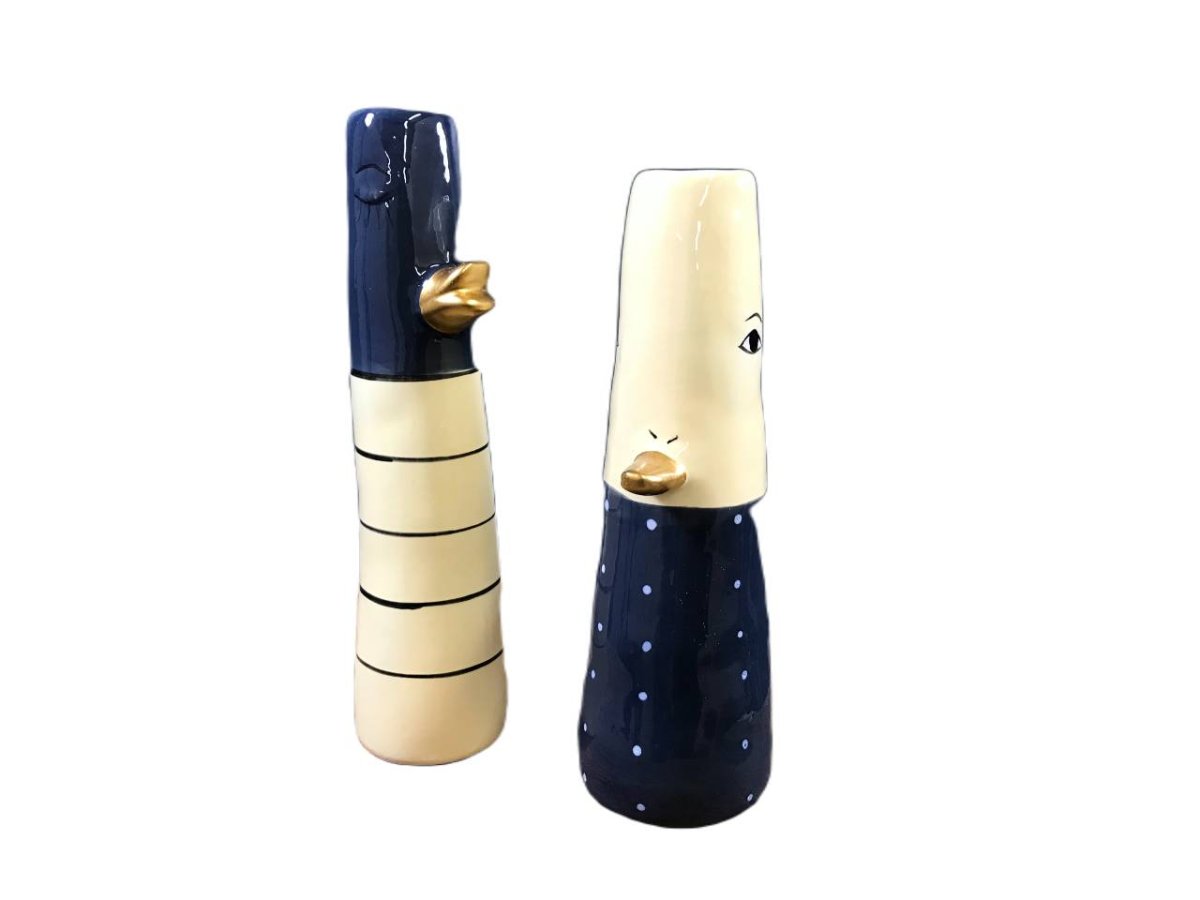 Sjove vaser med ansigter i keramik. Sæt med 2 stk. 165,- kr. Se her