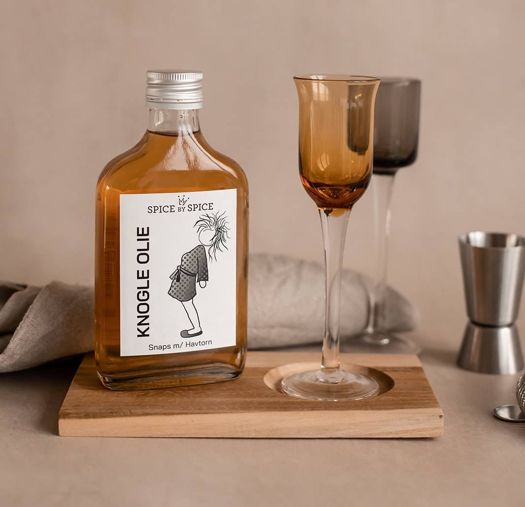 Knogleolie - Snaps med havtorn. Flaske med 200 ml. Bestil den her